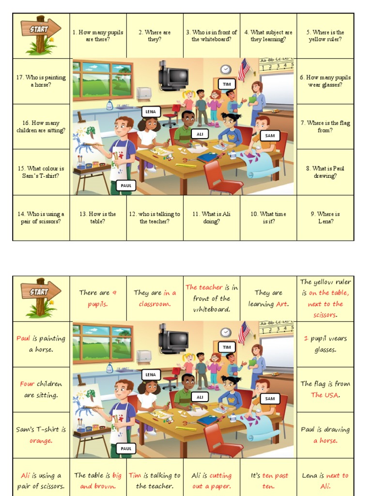 WH Questions Using A Image Boardgame | PDF