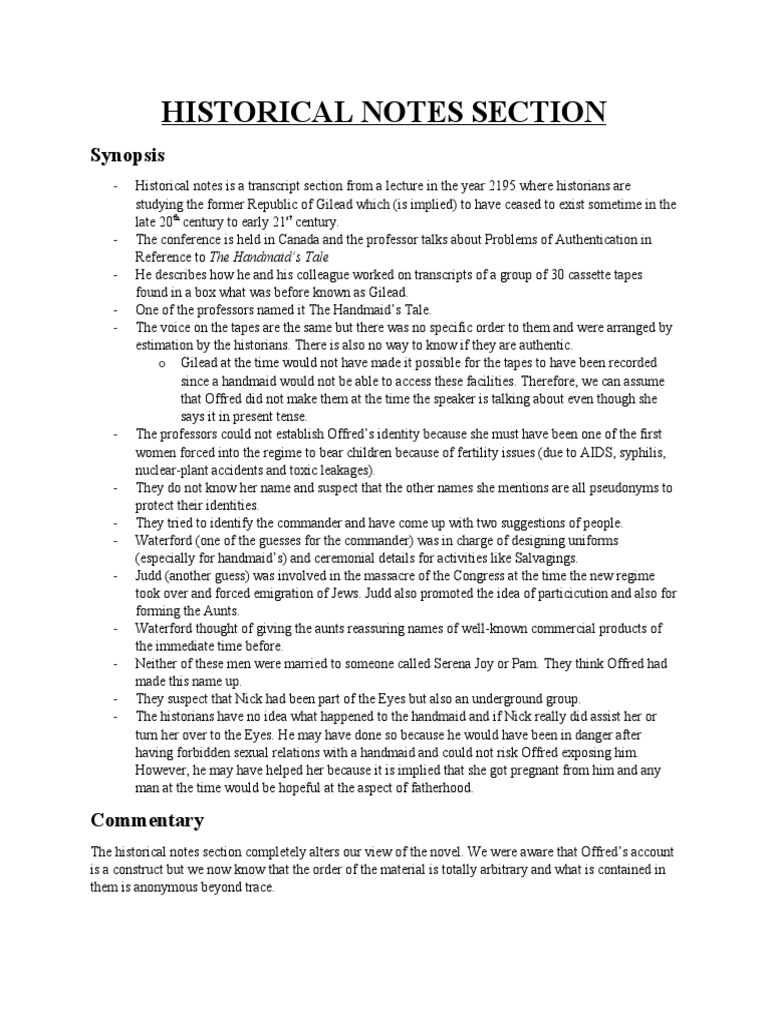 Historical Notes on Gilead's Legacy | PDF | Young Adult