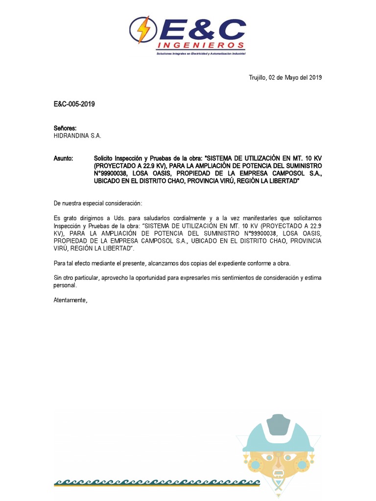 Carta Solicitud Inspeccion y Pruebas | PDF