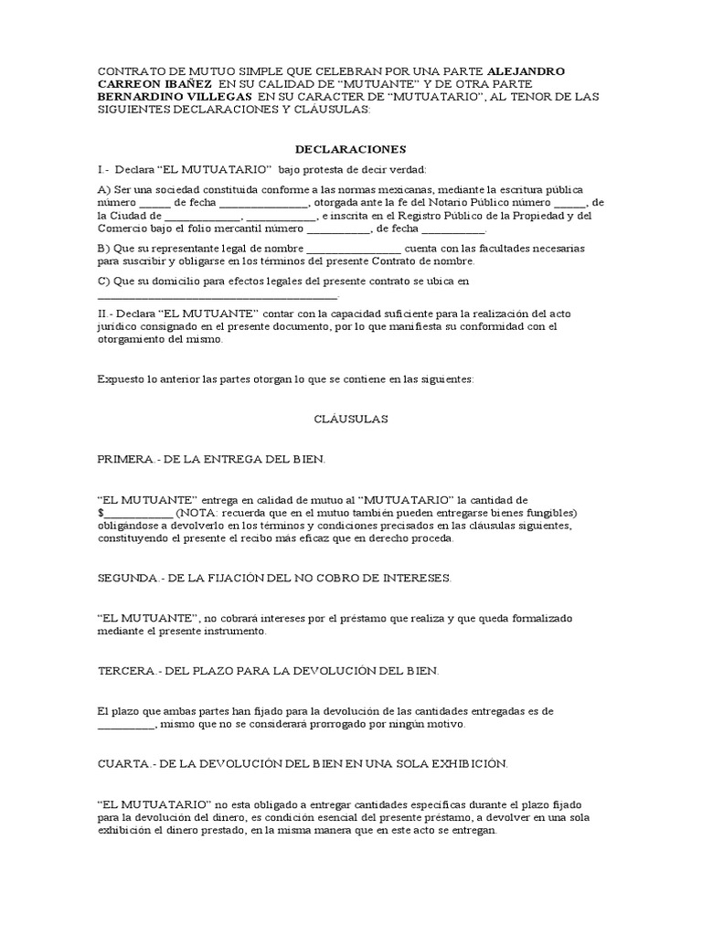 Contrato de Mutuo Simple | PDF | Justicia | Crimen y violencia