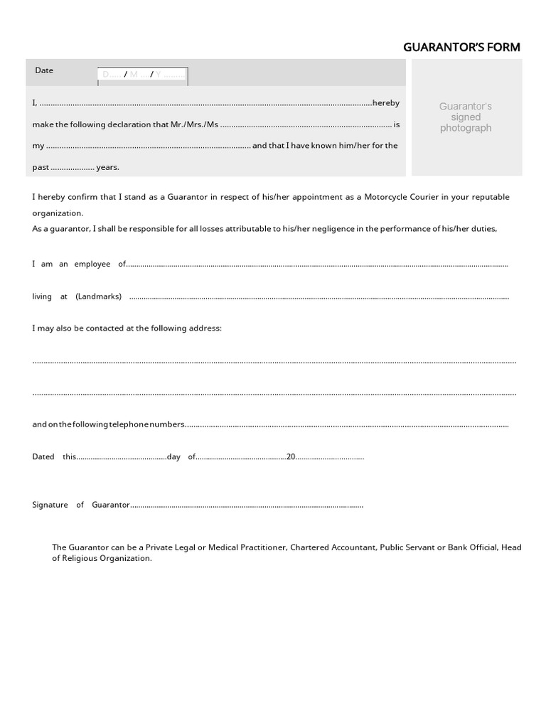 Guarantors Form | PDF