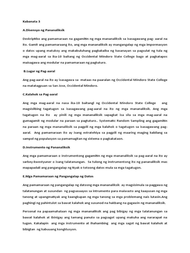 Pananaliksik Kabanata 3 | PDF