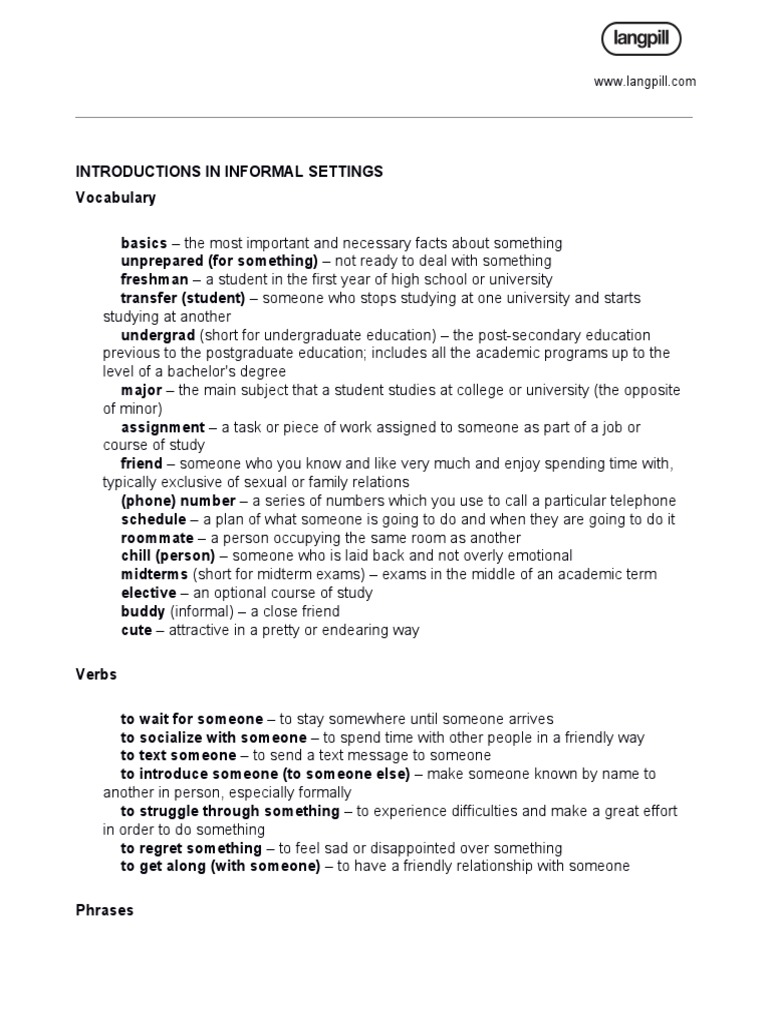 Introductions in Informal Settings | PDF | Academic Degree