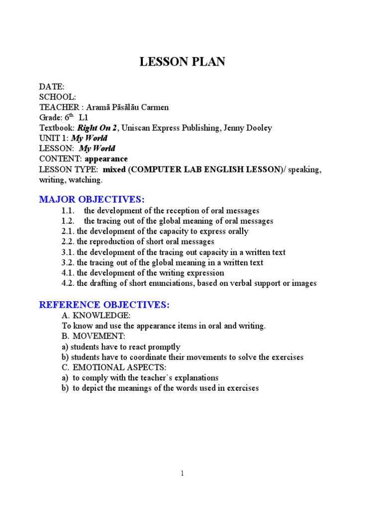 1375-LESSON PLAN - 6th Grade - UNISCAN - UNIT - 1 | PDF | Computing And ...