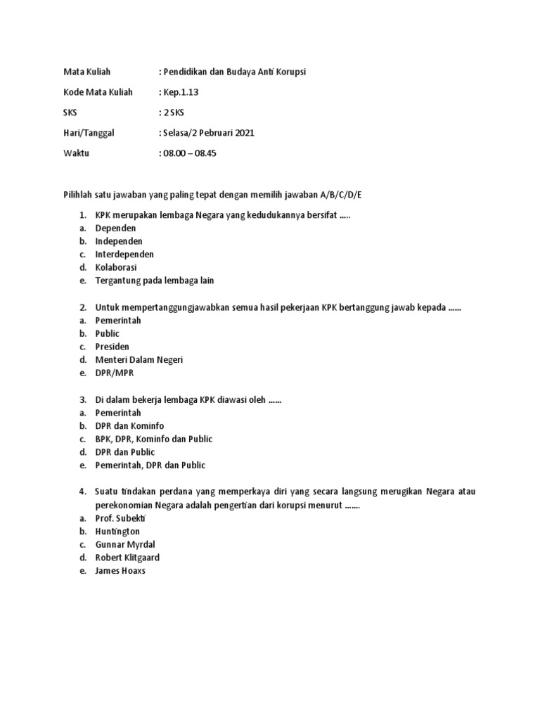 Soal PBAK 3 | PDF