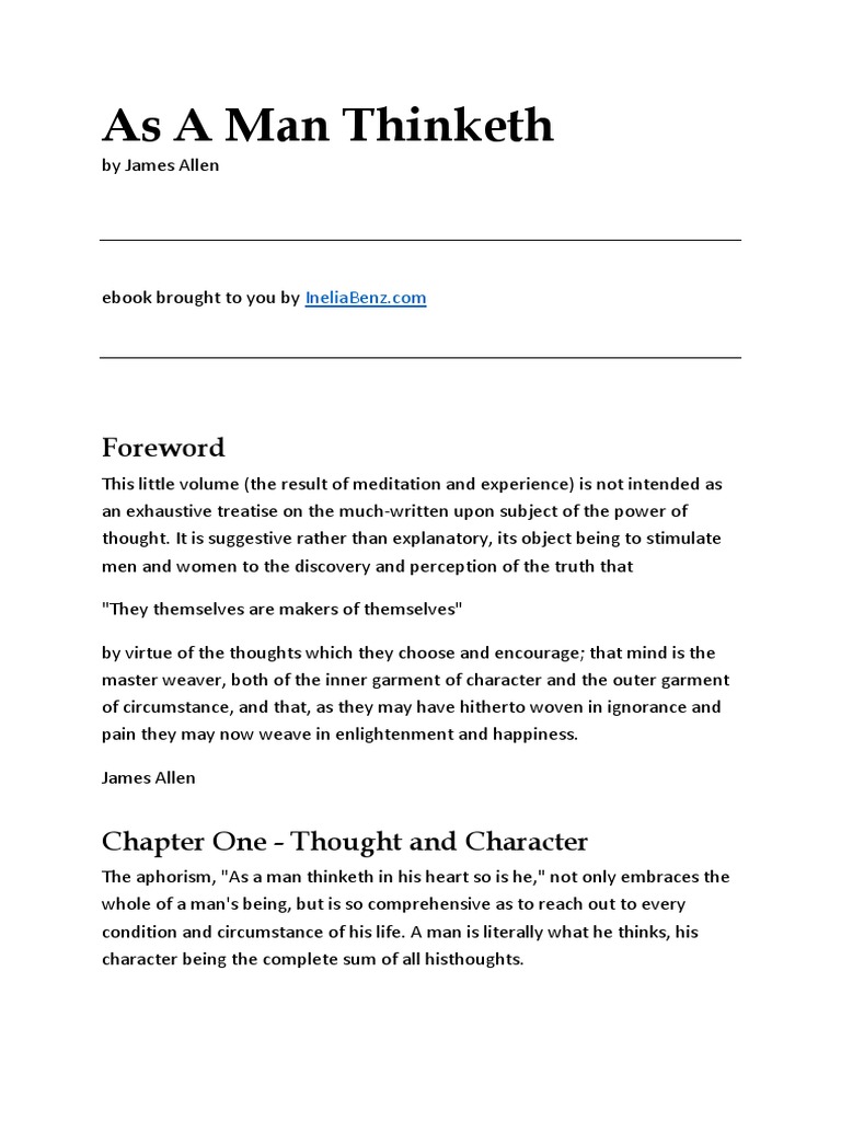 As A Man Thinketh | PDF | Virtue | Mind