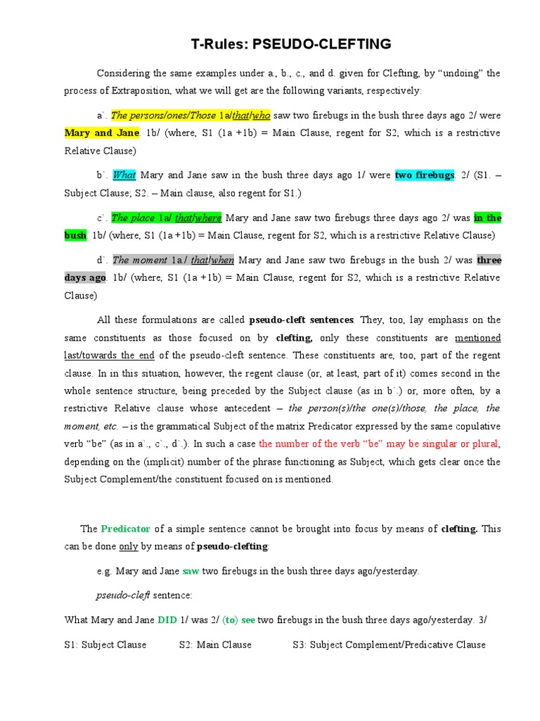 5.pseudo Clefting | PDF | Clause | Sentence (Linguistics)