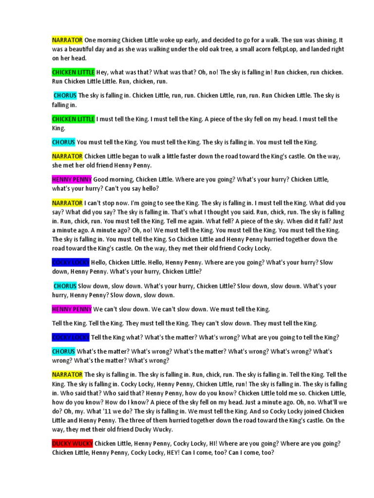 Chicken Little: The Sky is Falling | PDF | Animal Tales