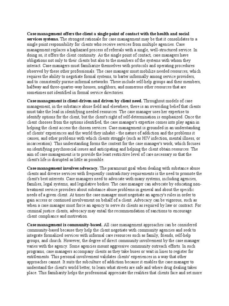 Case Management | PDF | Substance Abuse | Goal