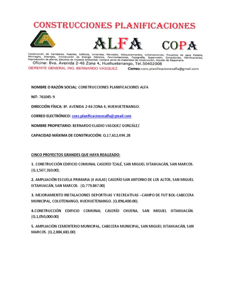 Constructora Alfa | PDF | Ingeniería | Empresas