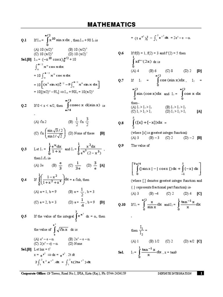 Definite Integration | PDF | Mathematical Concepts | Mathematical Objects