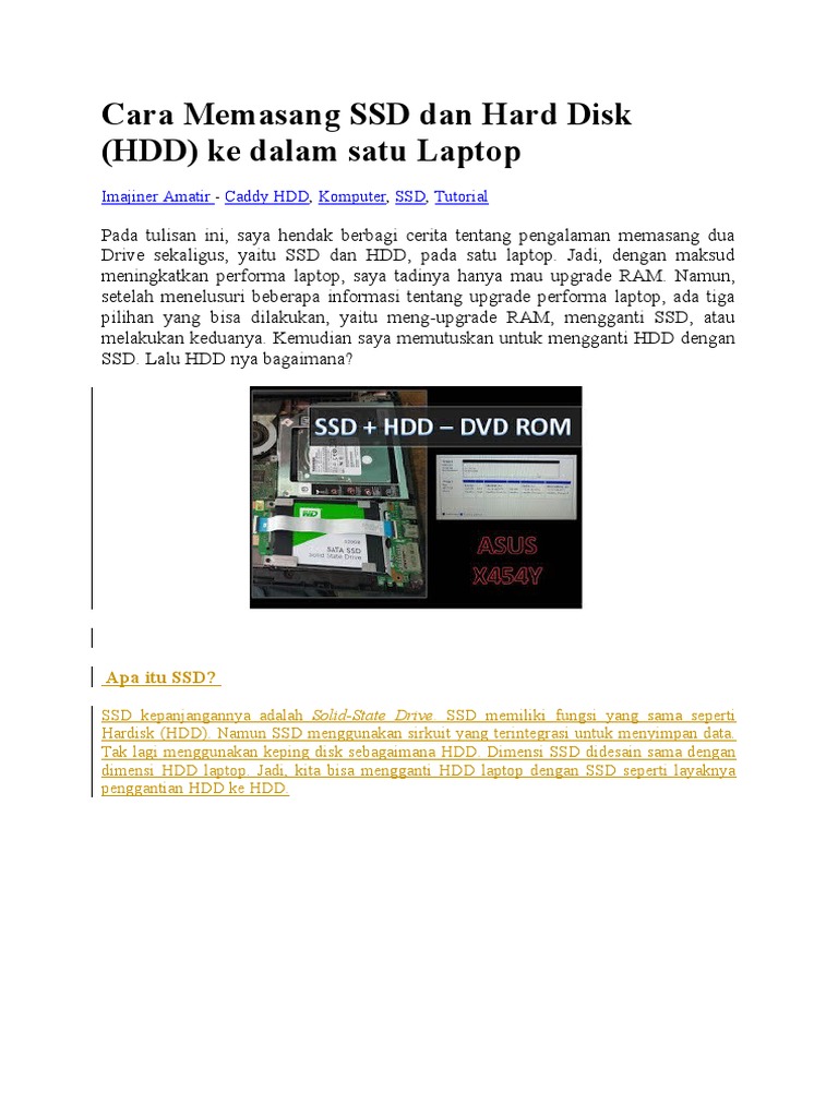Cara Memasang SSD Dan Hard Disk | PDF