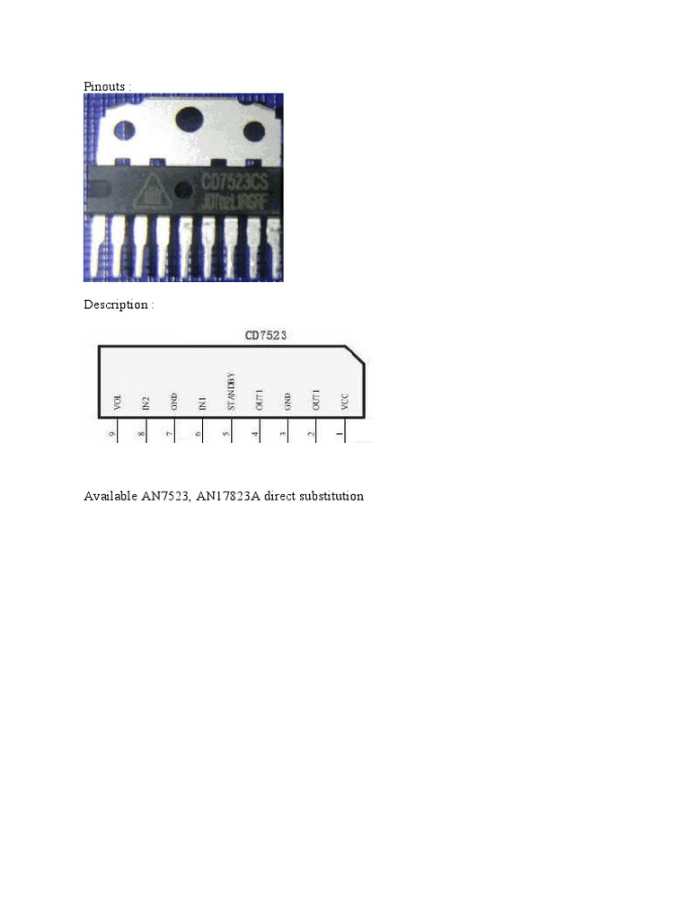 Pinouts IC CD 7523 | PDF