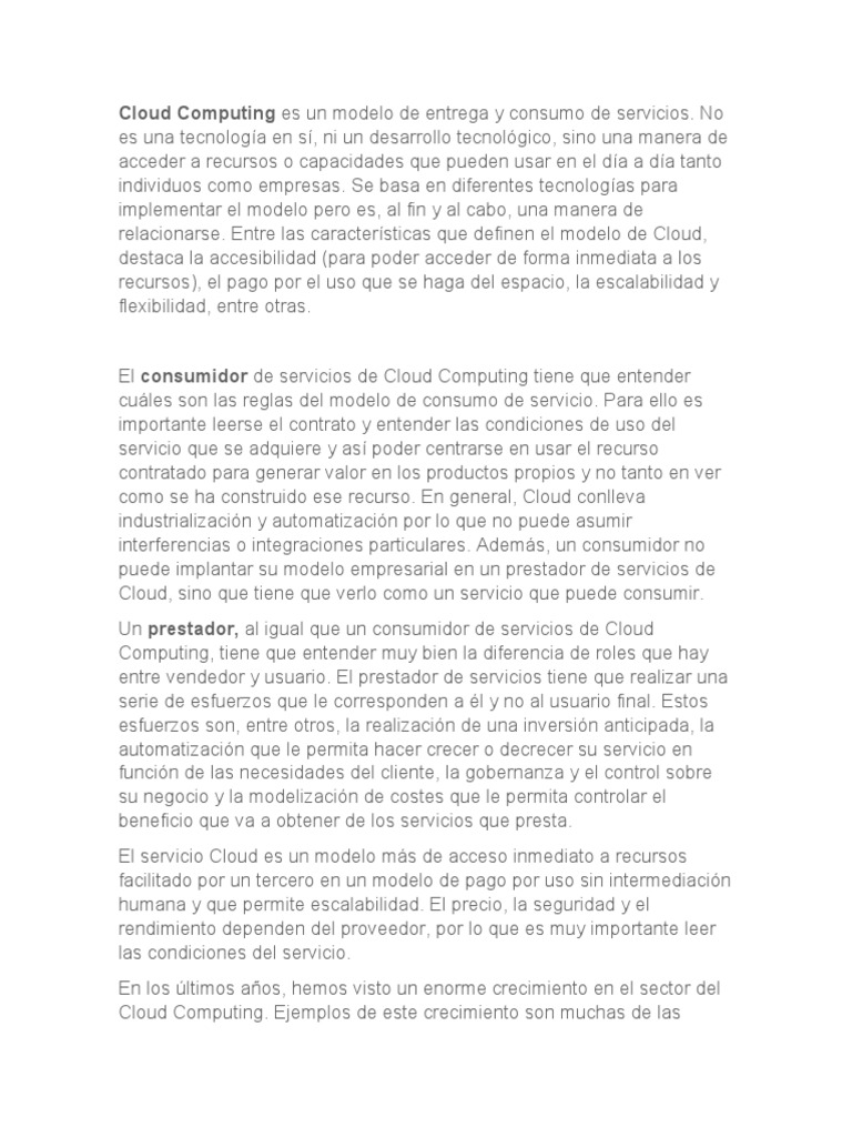 Cloud Computing | PDF | Escalabilidad | Computación en la nube