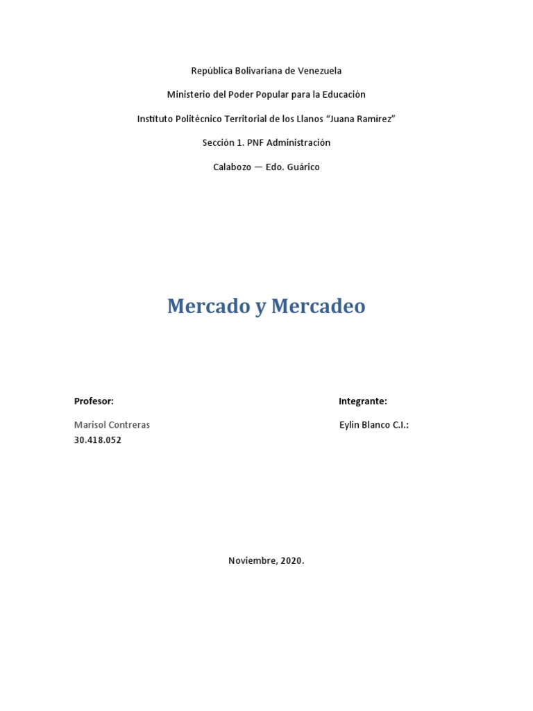 Mercado y Mercadeo Eylin | PDF | Marketing | Producto (Negocio)