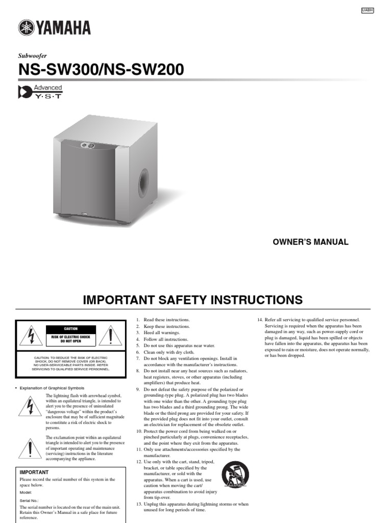Manual Yamaha Subwoofer ns-sw200 | PDF | Loudspeaker | Amplifier