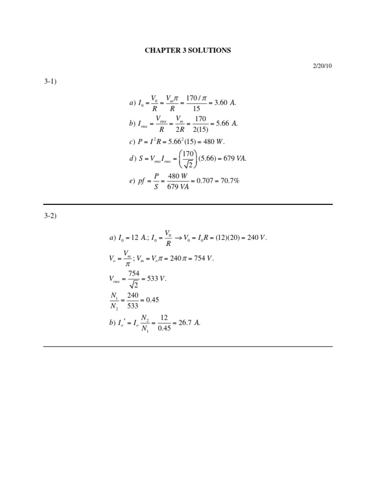 Hart Chapter 3 Solutions | PDF | Rectifier | Electrical Network