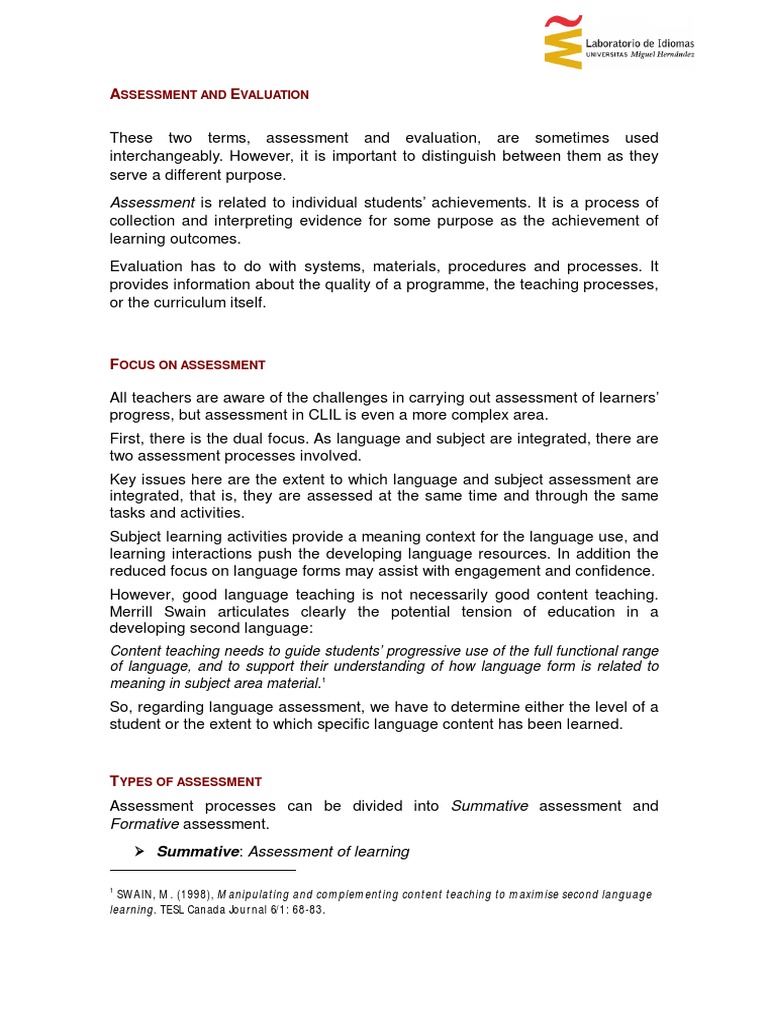 Understanding Assessment vs. Evaluation | PDF | Educational Assessment ...