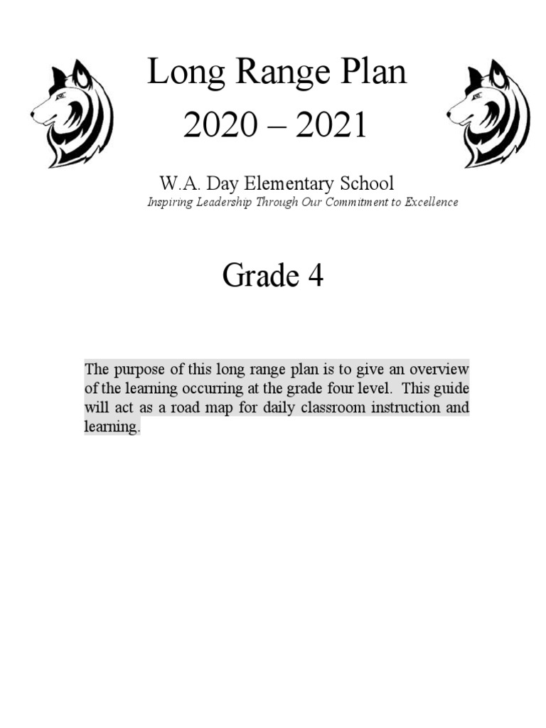 Grade 4 Long Range Plan | PDF | Geography | Teaching Mathematics