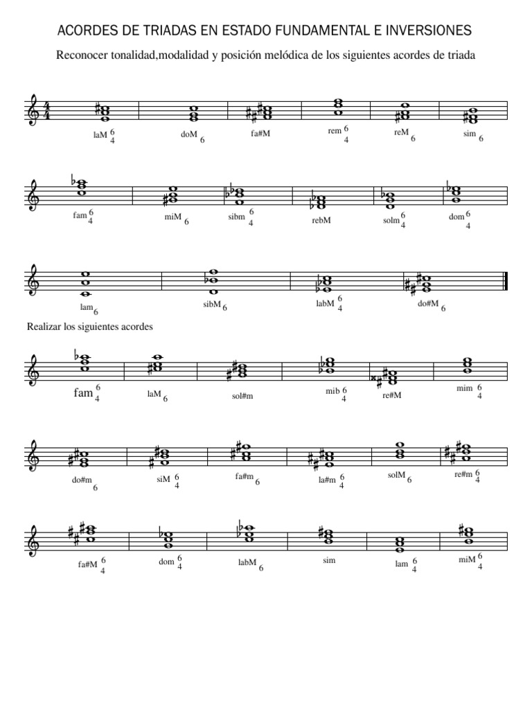 Acordes de Triadas en Estado Fundamental e Inversiones | PDF | Acorde ...