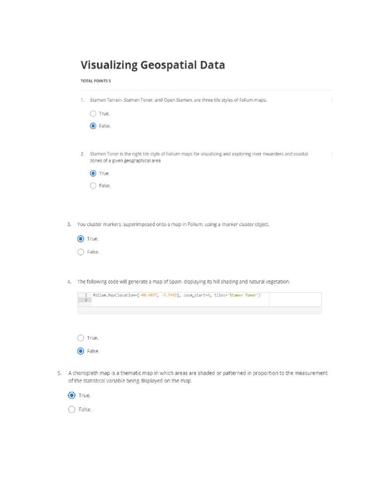 Quiz - Visualizing Geospatial Data | PDF Quiz - Visualizing Geospatial Data | PDF