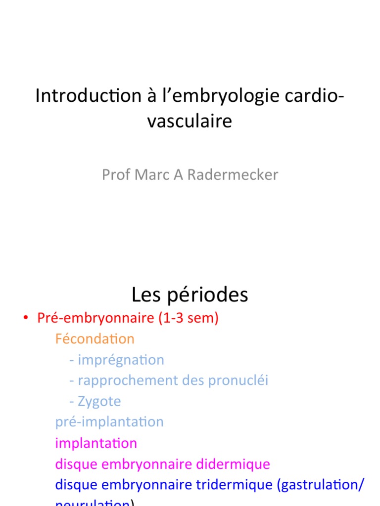Introduction à l'embryologie cardiaque | PDF | Cœur | Biologie du ...