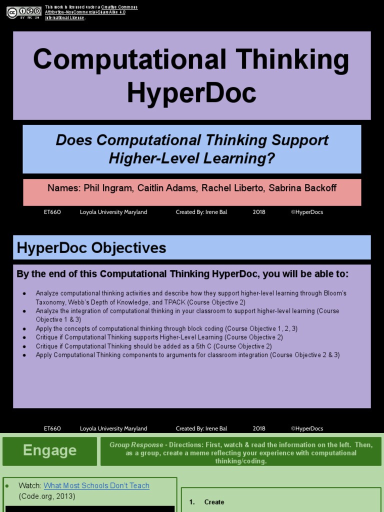 Mod 3 Computational Thinking Hyperdoc | PDF | Computing | Learning