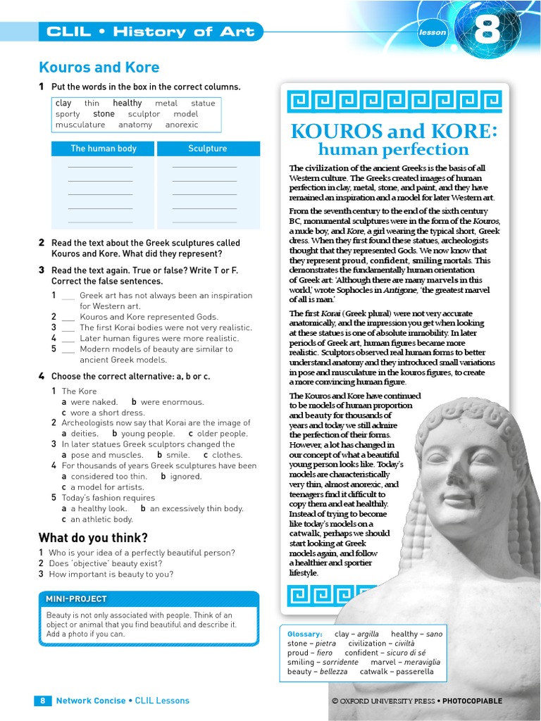 CLIL Art: Kouros and Kore | PDF | Sculpture | Aesthetics