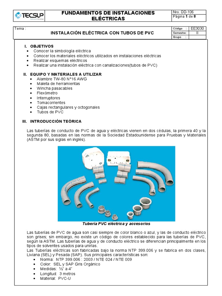 Tarea 03 Ins - Eléc.con Tubos de PVC | PDF | Tubería (transporte de fluidos) | Bienes manufacturados