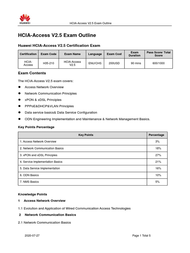 HCIA-Access V2.5 Exam Overview | PDF | Digital Subscriber Line ...