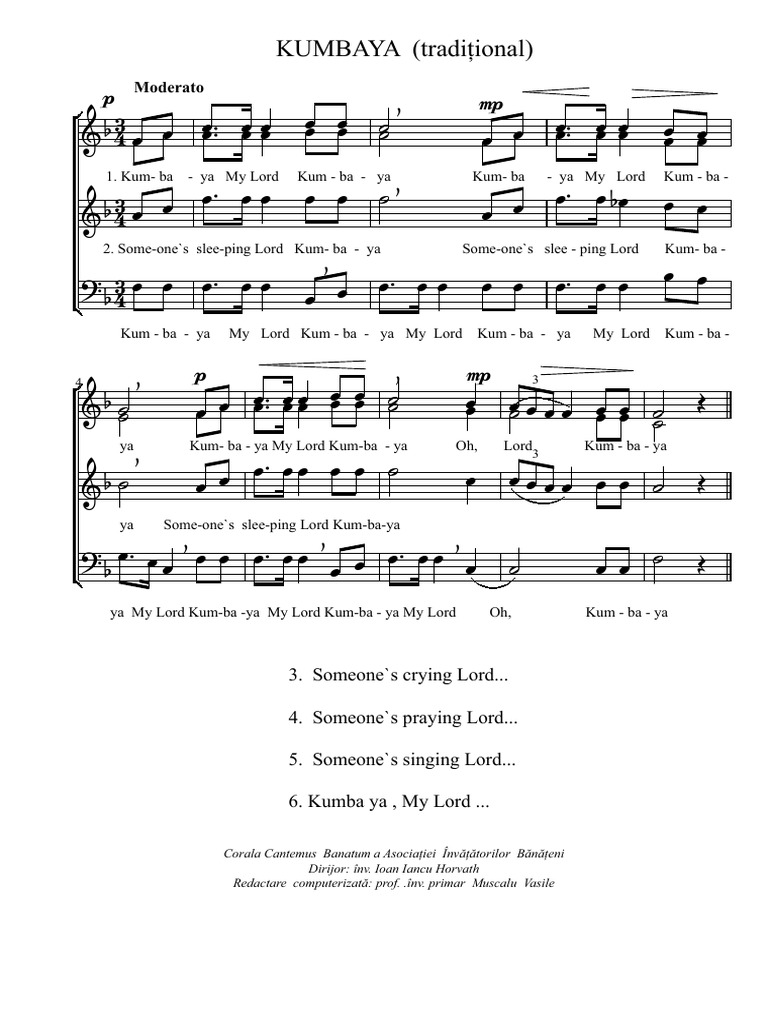 KUMBAYA (Tradiţional) : Moderato | PDF