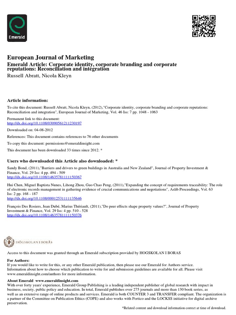 Corporate Identity | PDF | Reputation | Brand