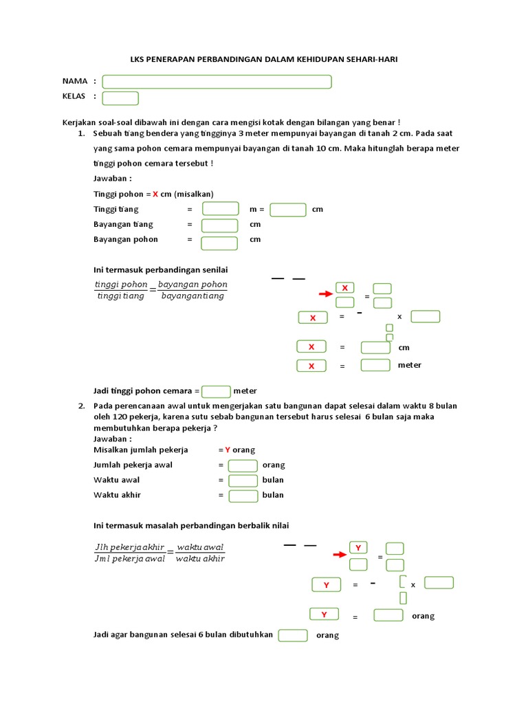LKS Penerapan Perbandingan Dalam Kehidupan Sehari | PDF