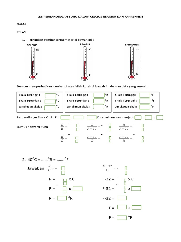 LKS Perbandingan Suhu Dalam Celcius Reamur Dan Fahrenheit | PDF