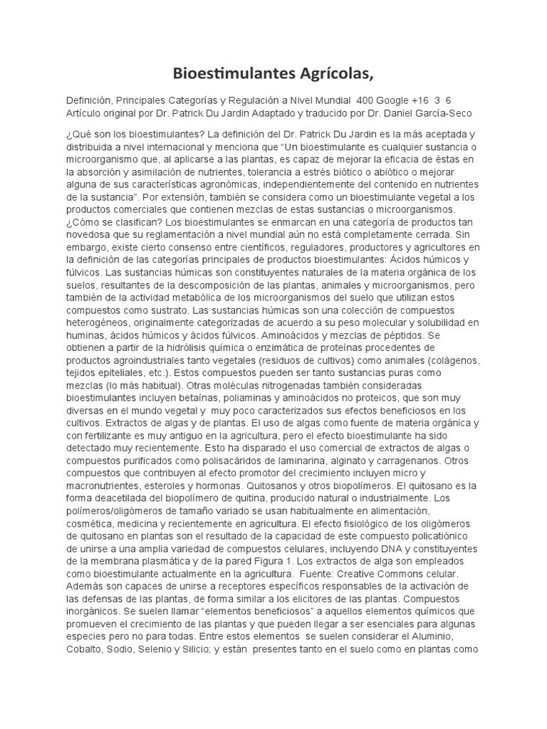 Bioestimulantes Agrícolas | PDF | Plantas | Nutrientes
