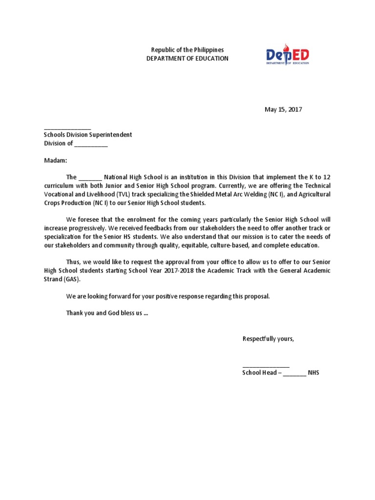 SHS - Letter of Request | PDF