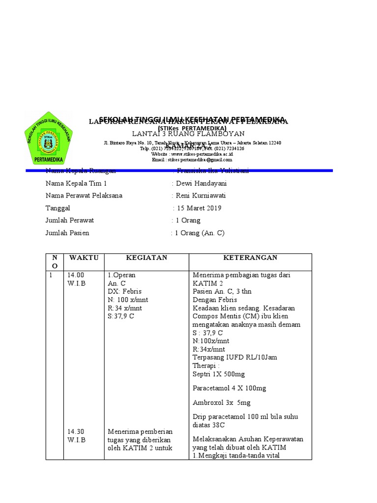 LP HARIAN PERAWAT PELAKSANA | PDF