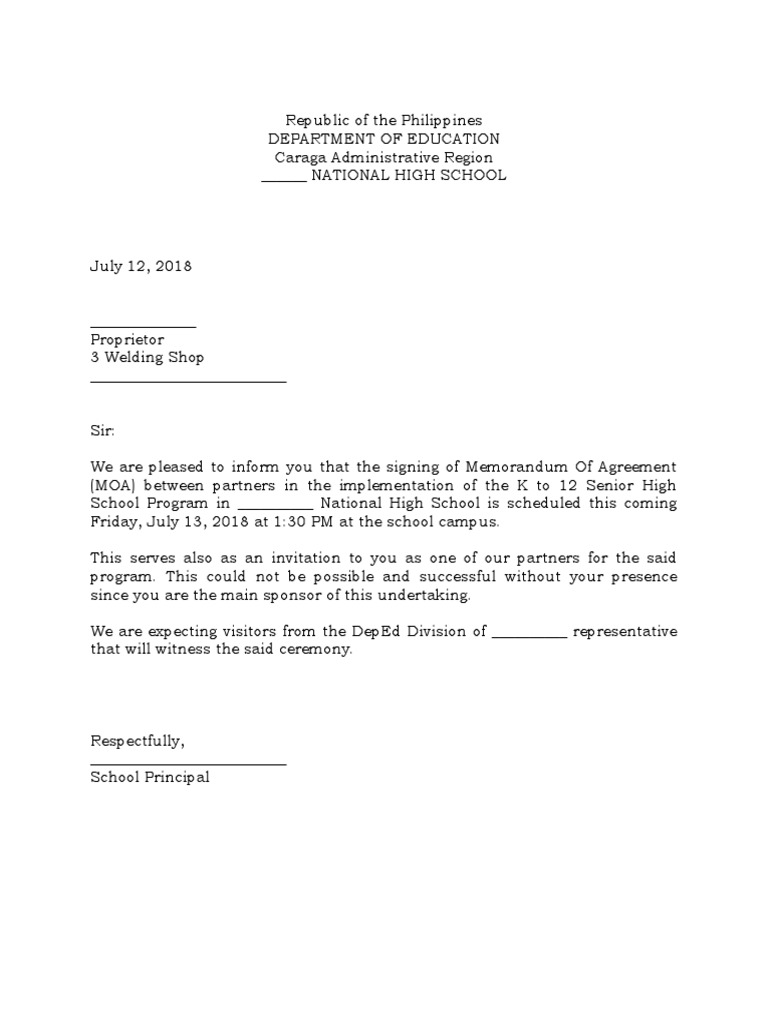 MOA Signing Invitation for Partners | PDF