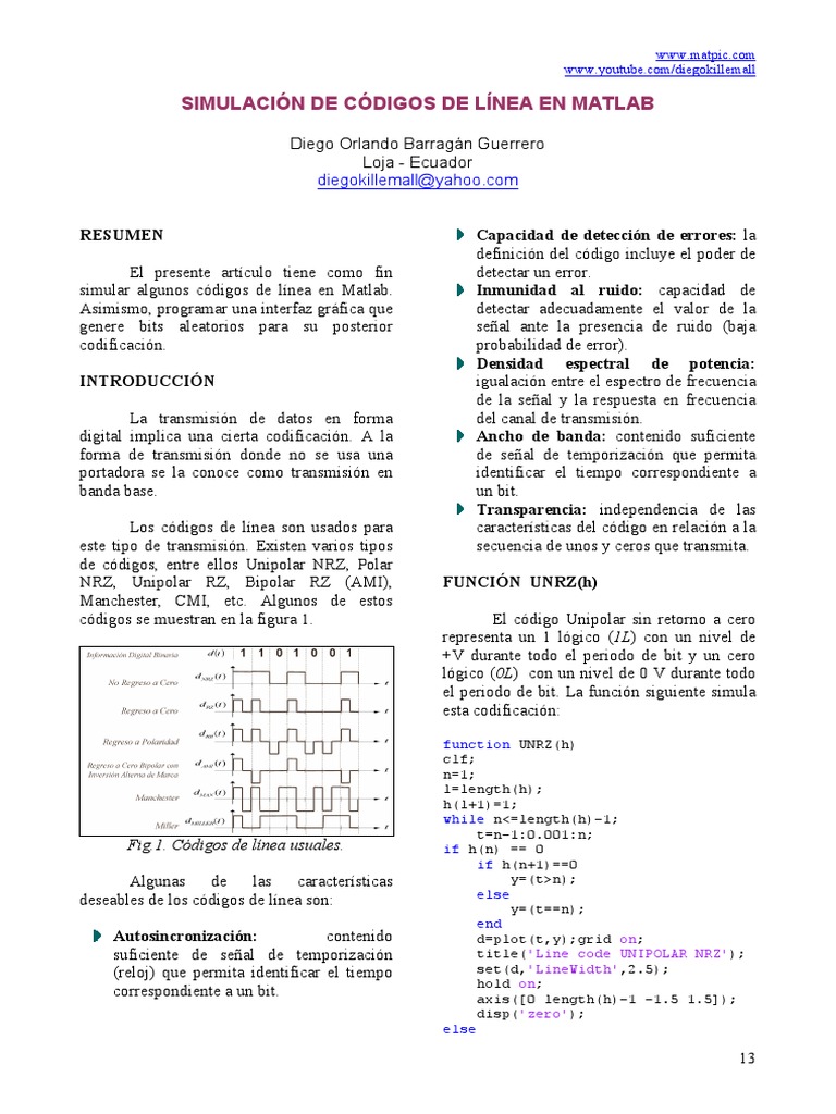 Codigos de Linea en Matlab | PDF | Transmisión de datos ...
