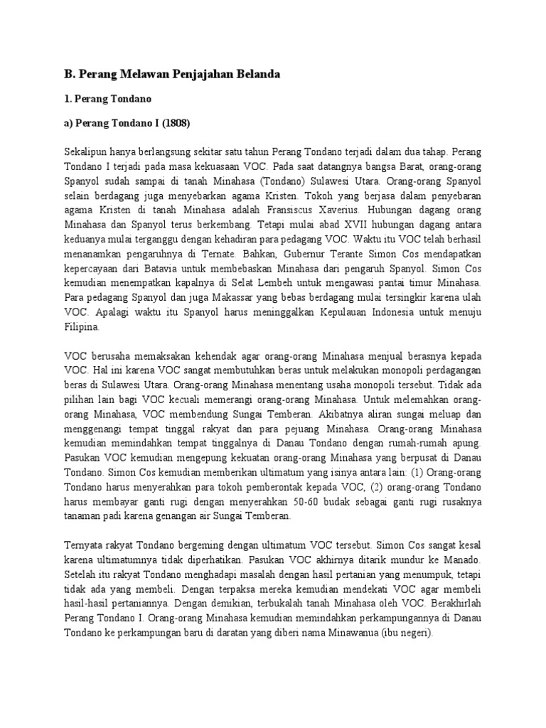 Perlawanan Rakyat Minahasa dan Maluku | PDF | Sejarah | Klasik