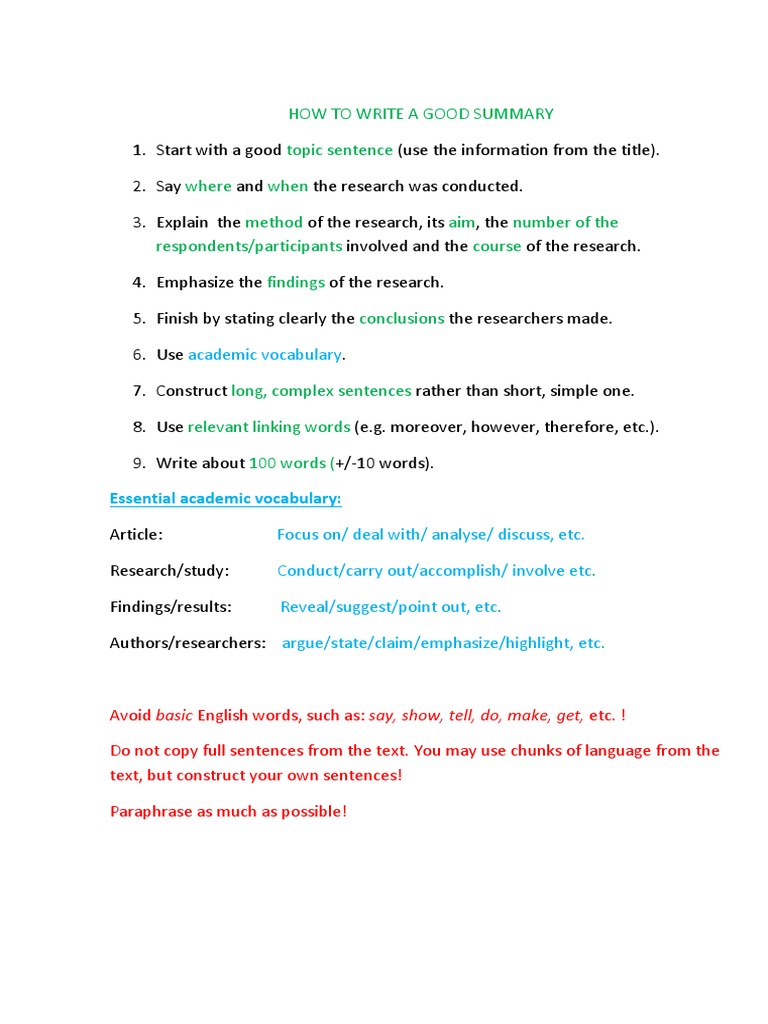 How To Write A Good Summary | PDF | Foreign Language Studies