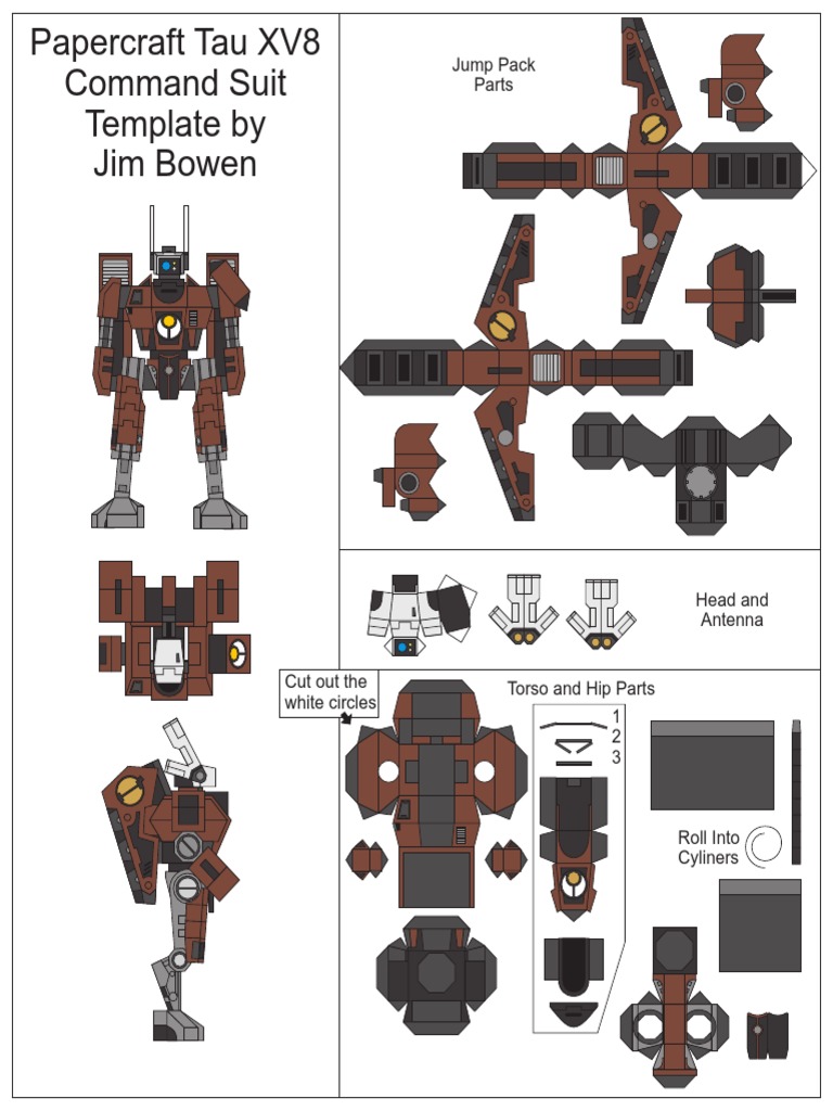 Papercraft Tau XV8 Command Suit Template by Jim Bowen: Jump Pack Parts ...