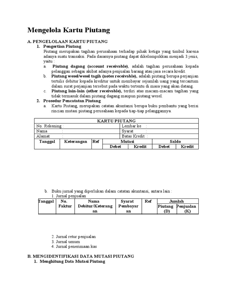 Mengelola Kartu Piutang | PDF