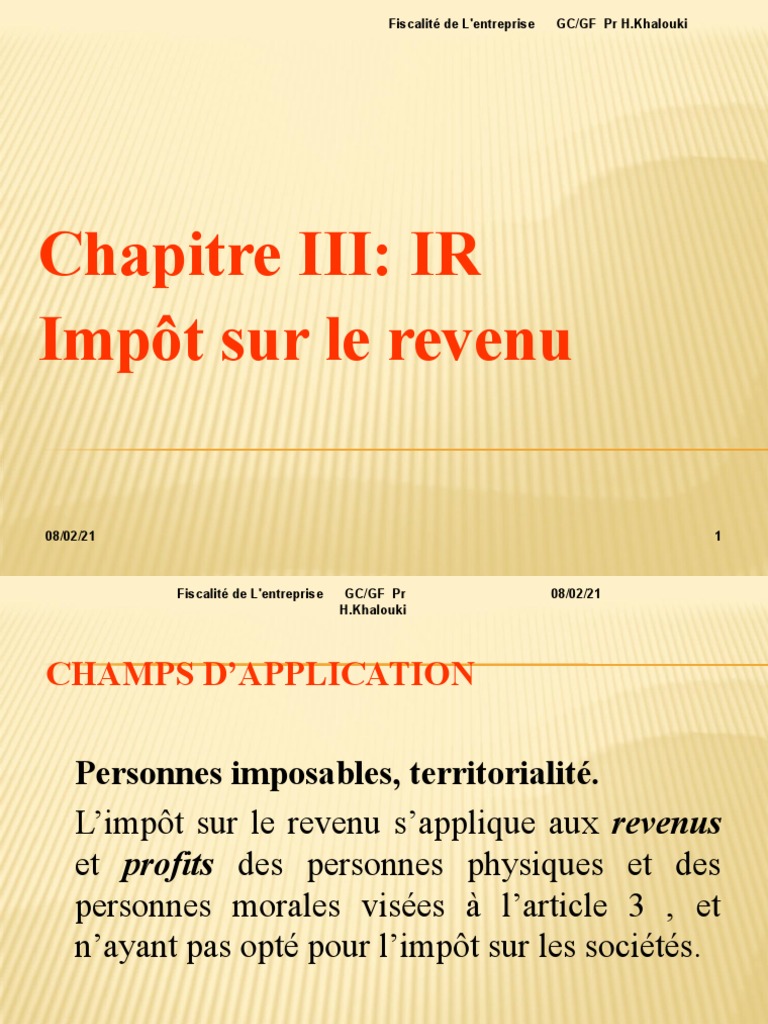 Cours de Fiscalite Complet II IR | PDF | Impôt sur le revenu | Impôts