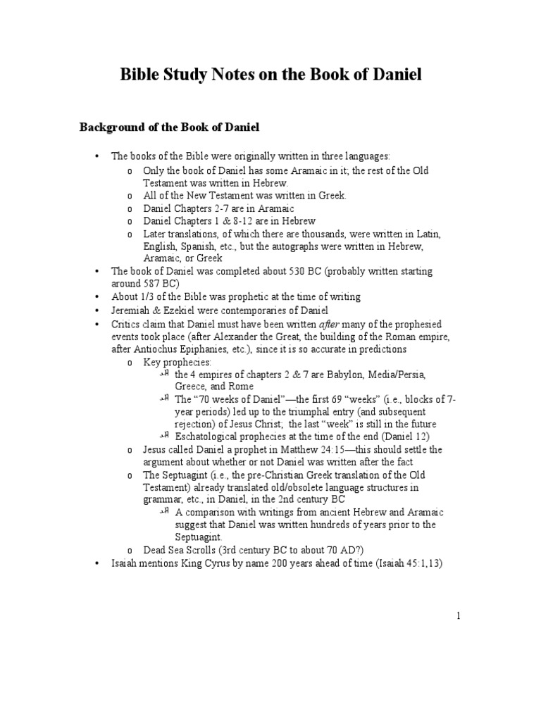 Bible Study Notes On The Book of Daniel | PDF | Daniel (Biblical Figure ...
