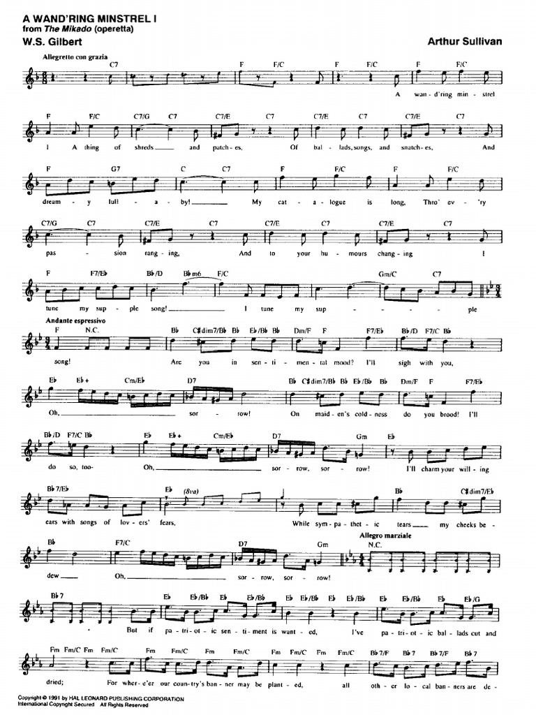 A Wandering Minstrel I (From The Mikado) - Sullivan - LDSHT | PDF