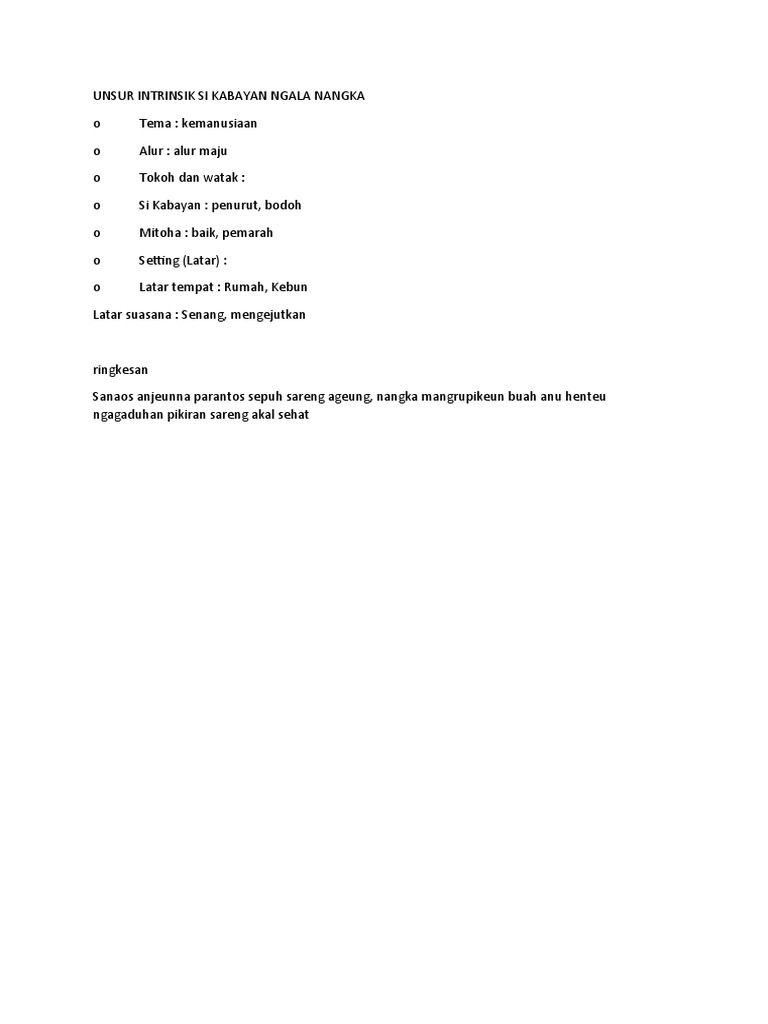 Unsur Intrinsik Si Kabayan Ngala Nangka | PDF | Fiksi Umum