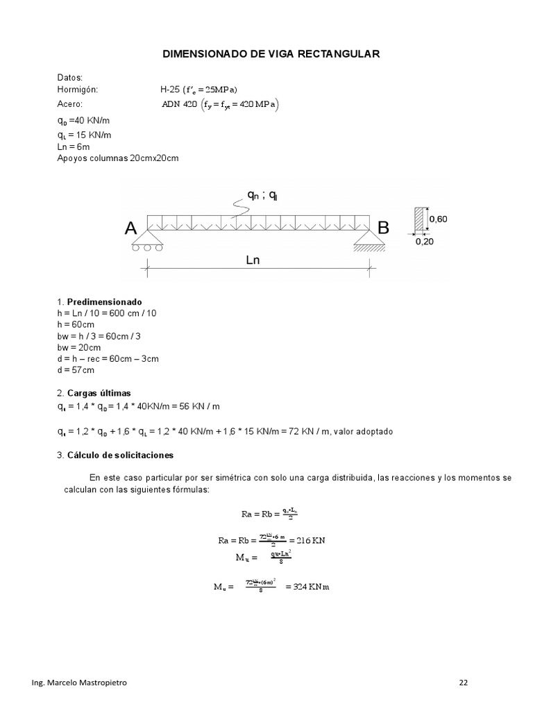 Dimensionado de Viga Rectangular | PDF | Ingeniería estructural ...