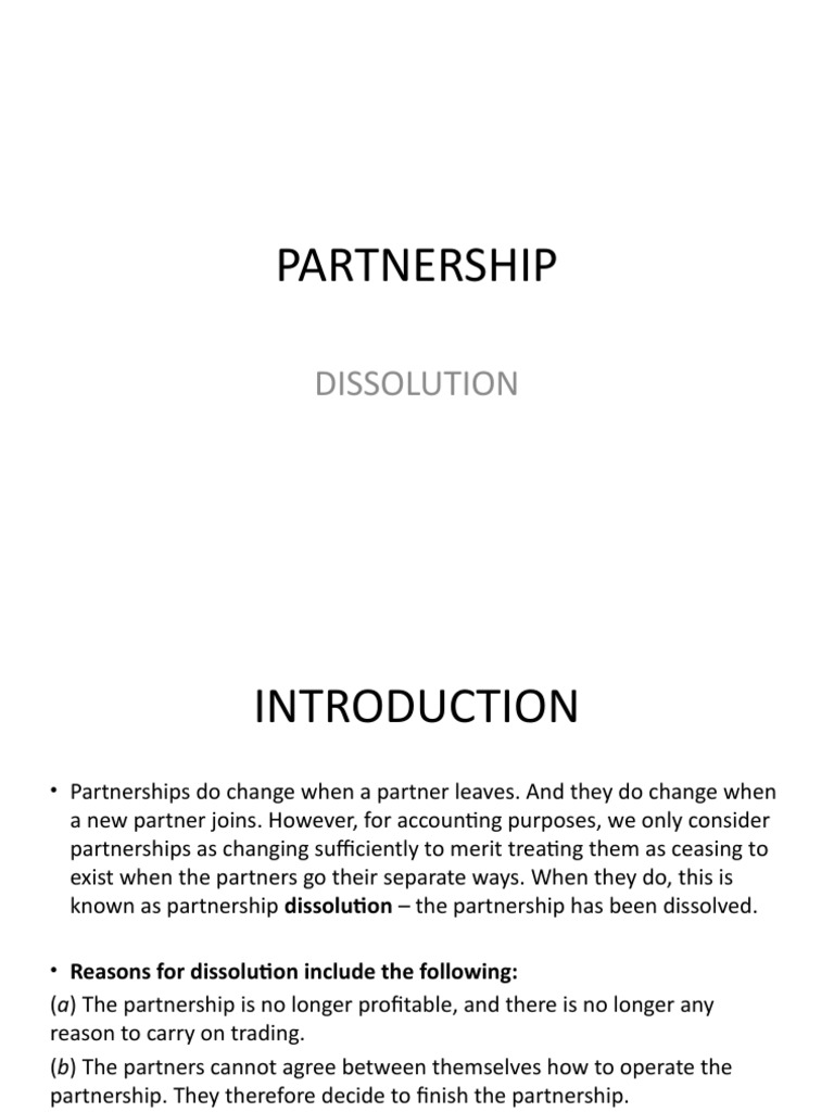 Partnership Dissolution Process Explained | PDF | Debits And Credits ...