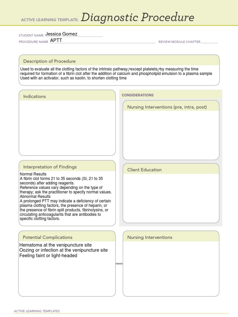 Diagnostic Procedure: Jessica Gomez Aptt | PDF